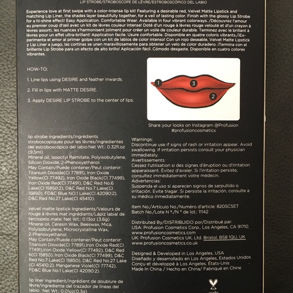 Profusion Cosmetics | Makeup | New Profusion 3 Piece Velvet Lip Kit ...